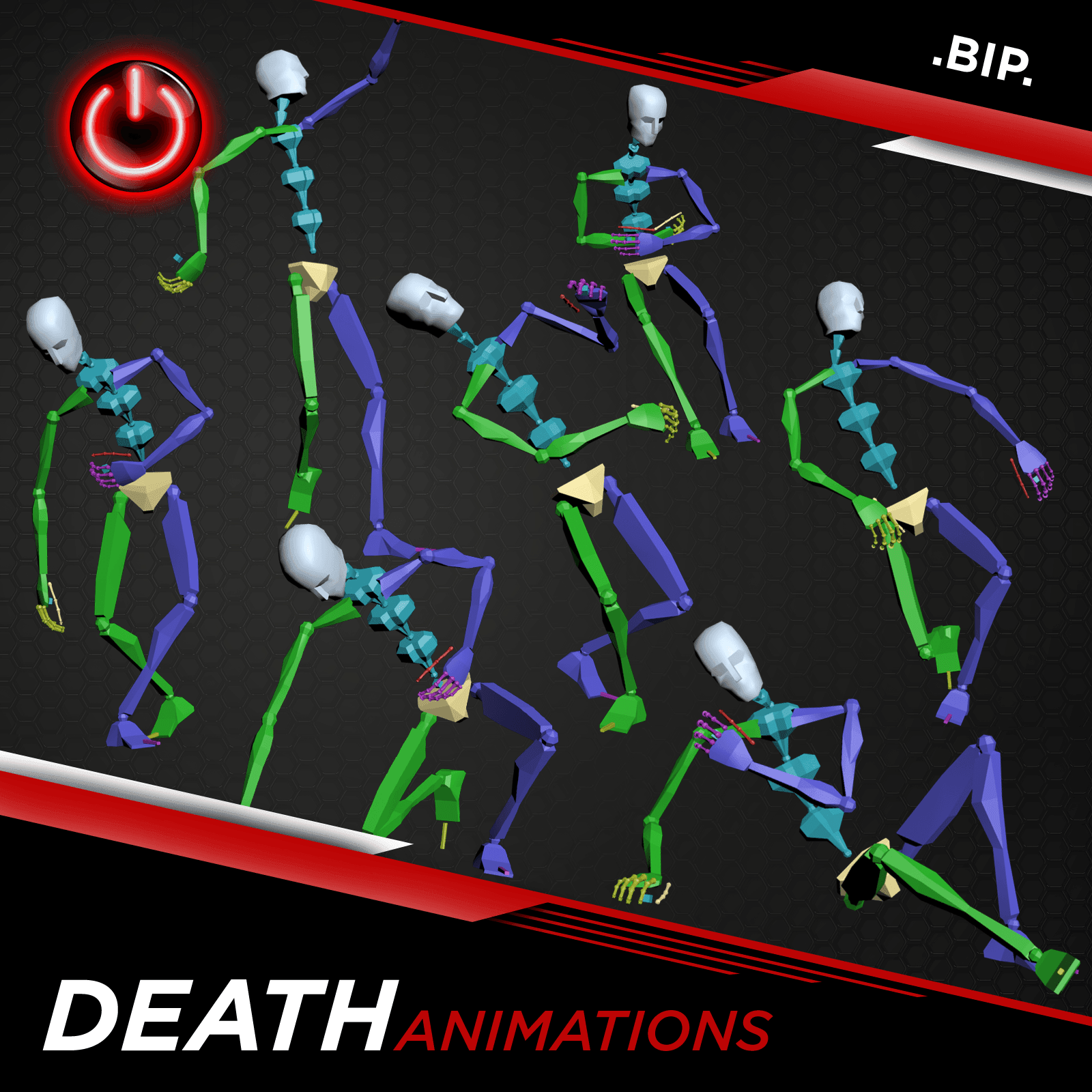 [BIP] Death Animations: 3D Character Animation Pack - 3ds Max